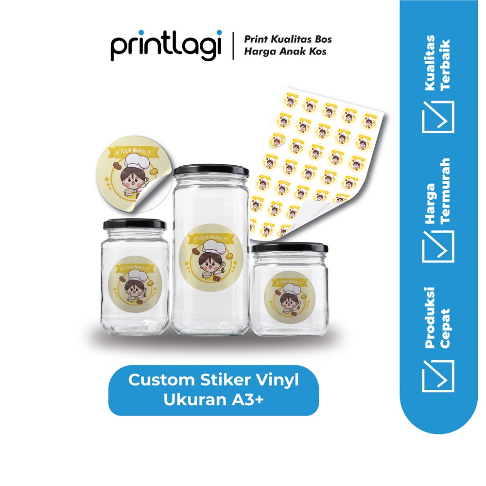 Jual Cetak Stiker Label Vinyl A3+ Free Cutting Sticker Label Kemasan ...