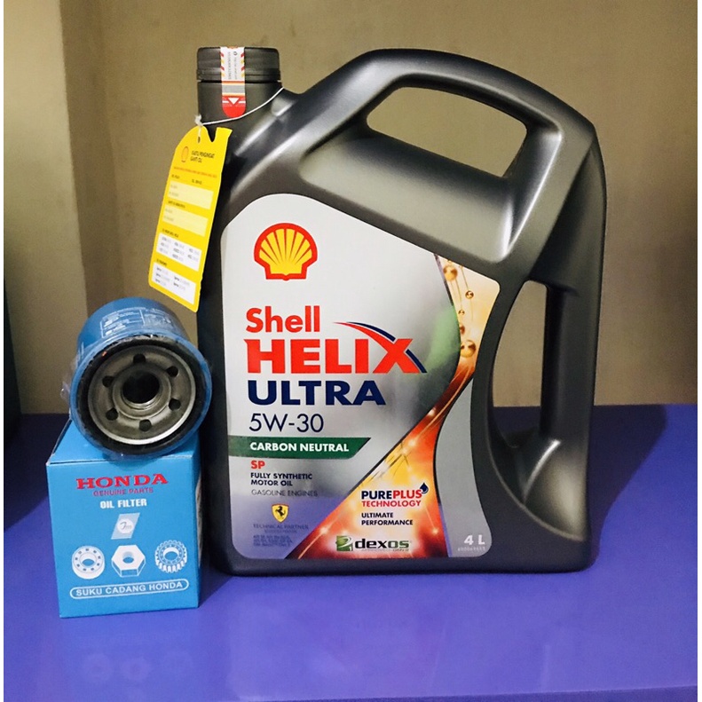 Jual Oli Shell Helix ULTRA 5W 30 4L / paket filter oli mobilio brio brv ...