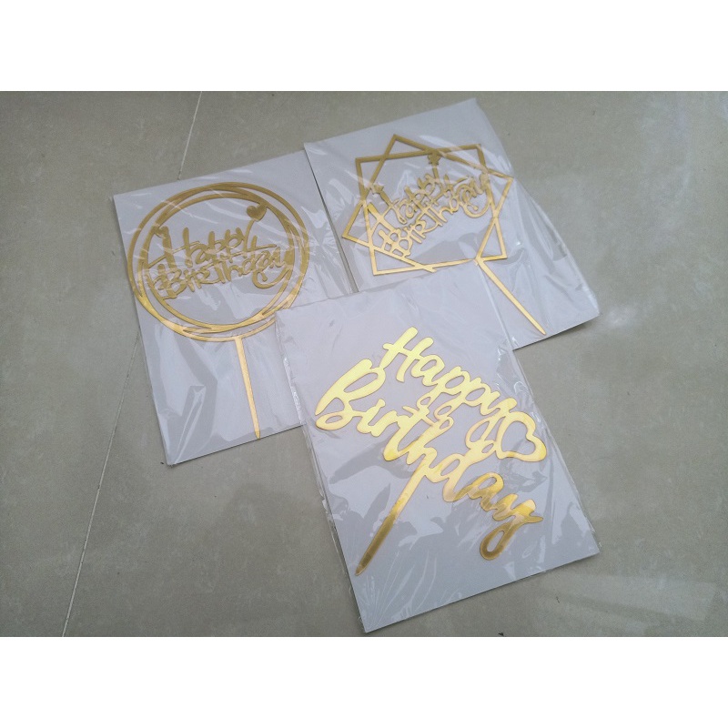 Jual Cake Topper Kue Motif Happy Birthday Gold / Cake Topper Anniversary / Anniversary / Hiasan ...