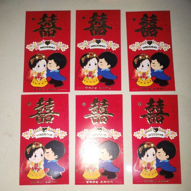 Jual Kertas Angpau panjang Wedding Day Ang Pau Cua 1 bungkus isi 6 ...