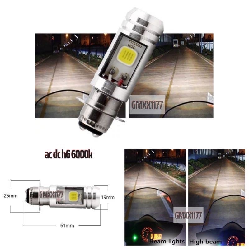 Jual LAMPU AC Dc Lampu LED Utama Depan 2Led Motor Bebek ACDC dan Matic Soket H6 Led 2 Sisi PnP ...