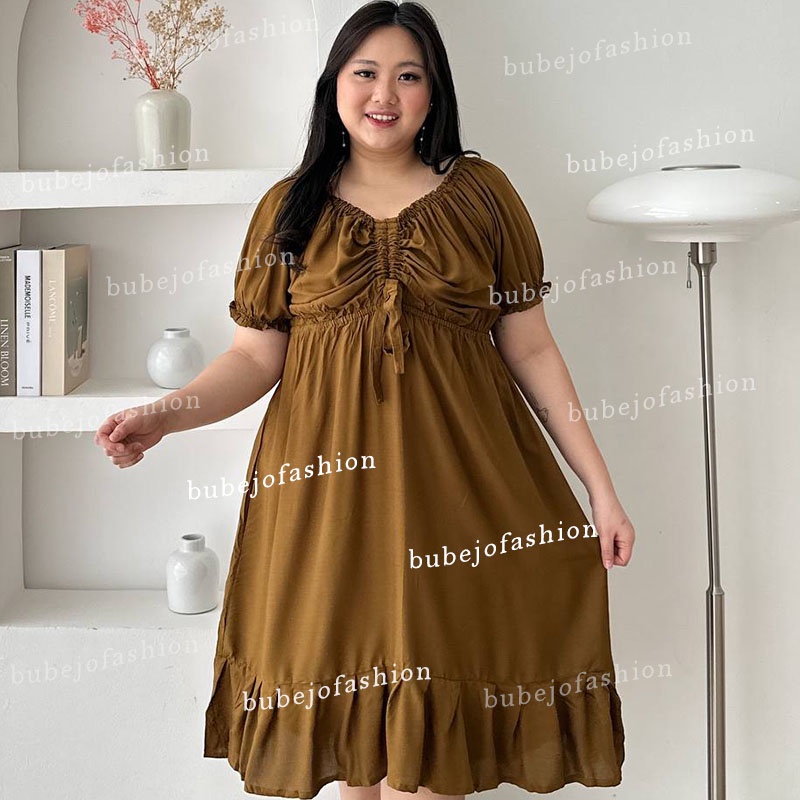 Jual dress dada serut jumbo lingkar dada 130/daster jumbo kekinian ...