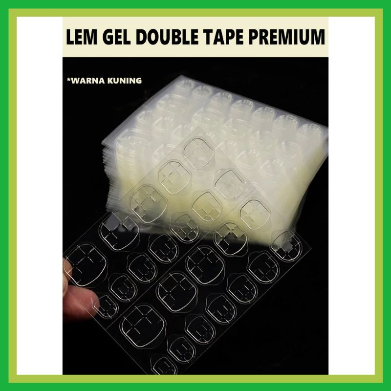 Jual (PREMIUM) 5-10LEMBAR LEM GEL KUNING PREMIUM DOUBLETAPE NAIL ART KUKU PALSU WARNA KUNING ...