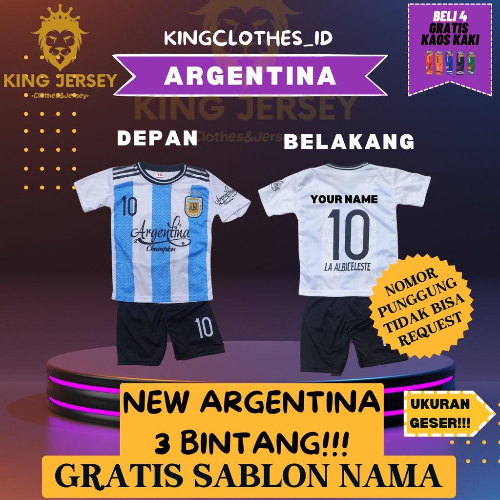 Jual STELAN BOLA ANAK ARGENTINA 3 BINTANG STOK TERBATAS !!! | Shopee ...