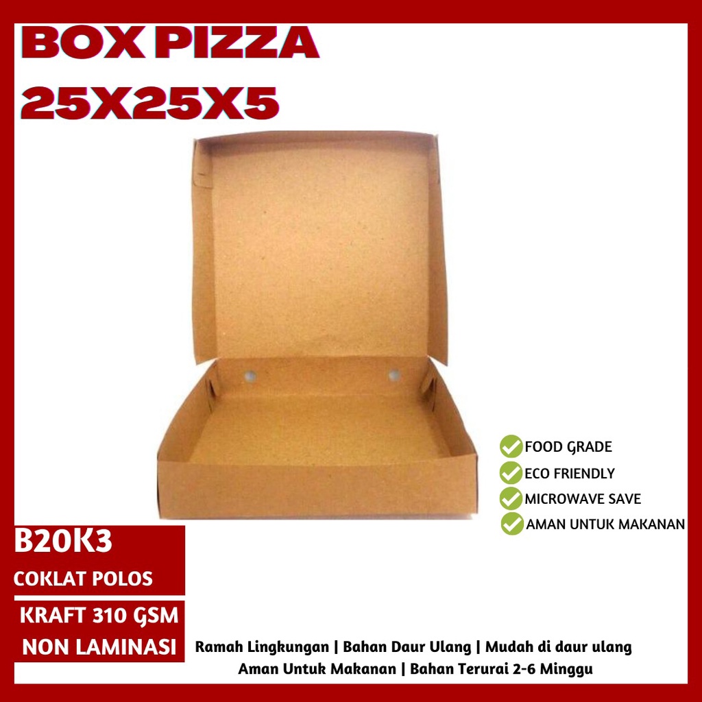 Jual Dus Pizza Polos Box Pizza Dus Brownies Box Cake B20K3-25X25X5-No ...