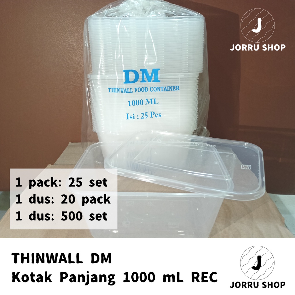 Jual THINWALL DM PANJANG 1000 mL REC - ISI PER PACK 25 SET // FOOD ...
