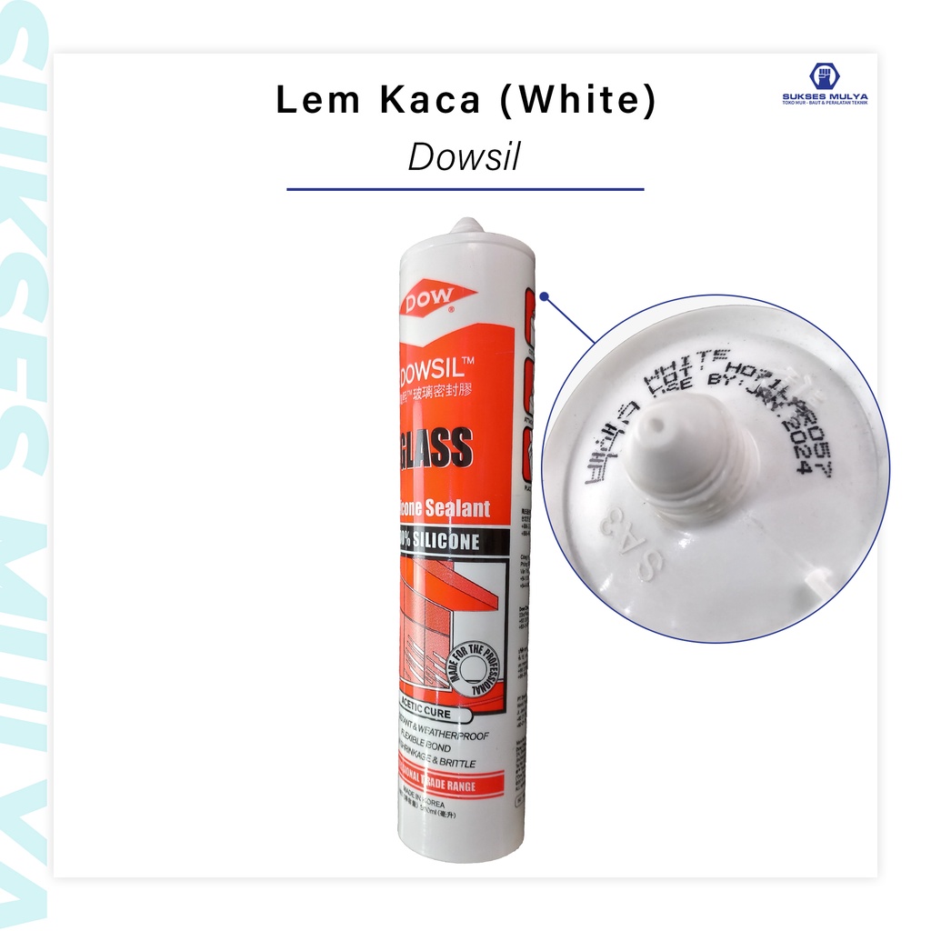 Jual Dowsil Lem Kaca Putih Lem Silicon White Sealant | Shopee Indonesia