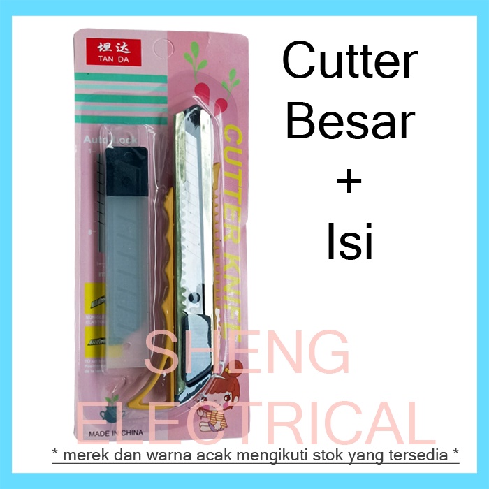Jual Pisau Cutter Besar + Isi Pisau Kater Alat Pemotong Kertas Box ...