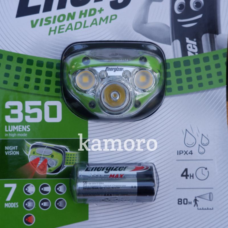 Jual Energizer Headlamp Headlight 5 Led 350 Lumen 7 Modes Night Vision ...