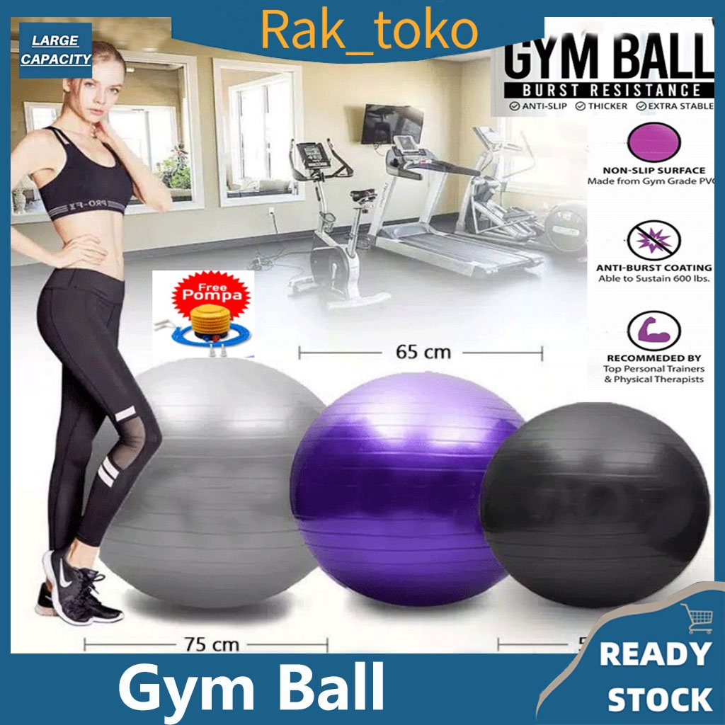 Jual Gym Ball Yoga Ball Therapy Ball PVC Premium Bola yoga alat ...