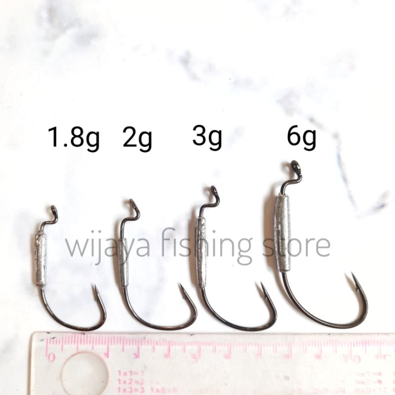 Jual mata pancing worm hook dengan pemberat tersedia ukuran 1.8g 2g 3g ...