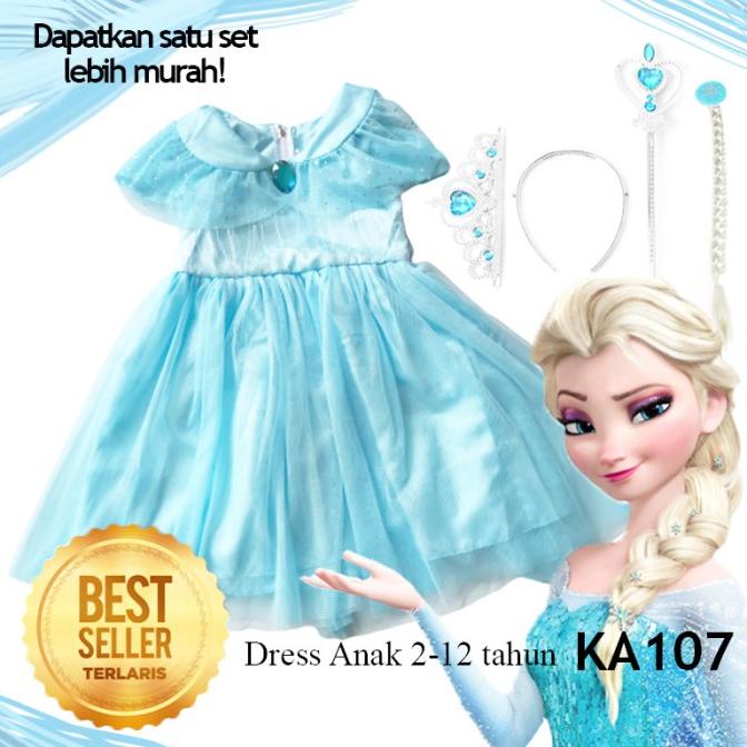 Jual Gaun Dress Baju Elsa Frozen Anak 2thn -12 tahun Disney Princess ...