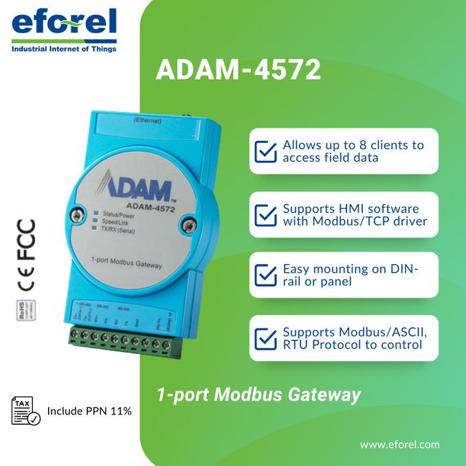Jual 1 Port Modbus Gateway Industrial Protocol Gateways Advantech Adam