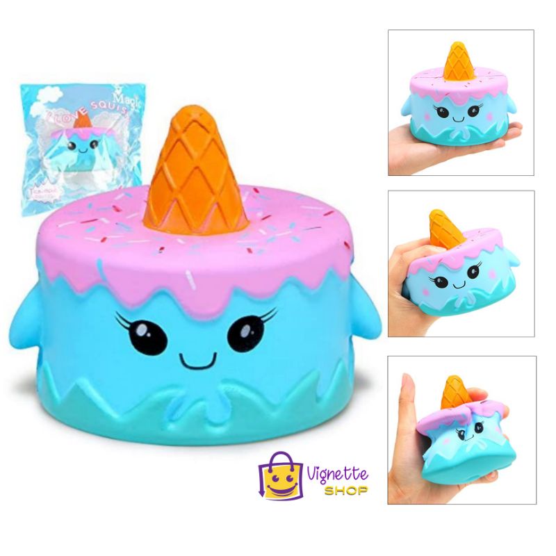 Jual Squishy Jumbo Unicorn Cake Blue Lucu Slow Rising | Squisy Squisi ...