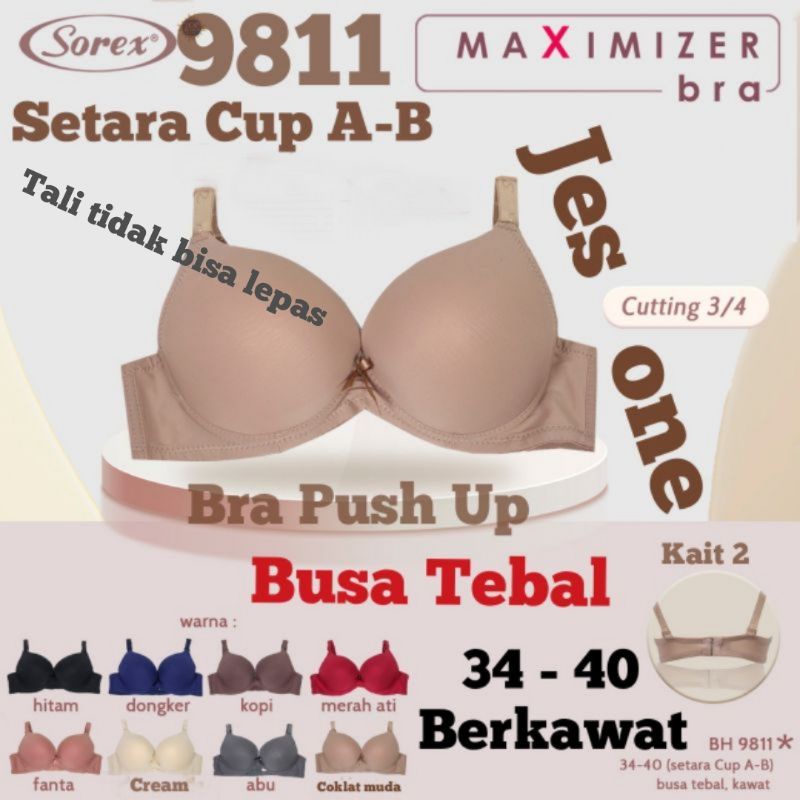 Jual SOREX 9811 Bra Push Up Maximizer Busa Tebal Berkawat Cup 3/4 Setara Cup A-B Kait 2 sz 34 ...