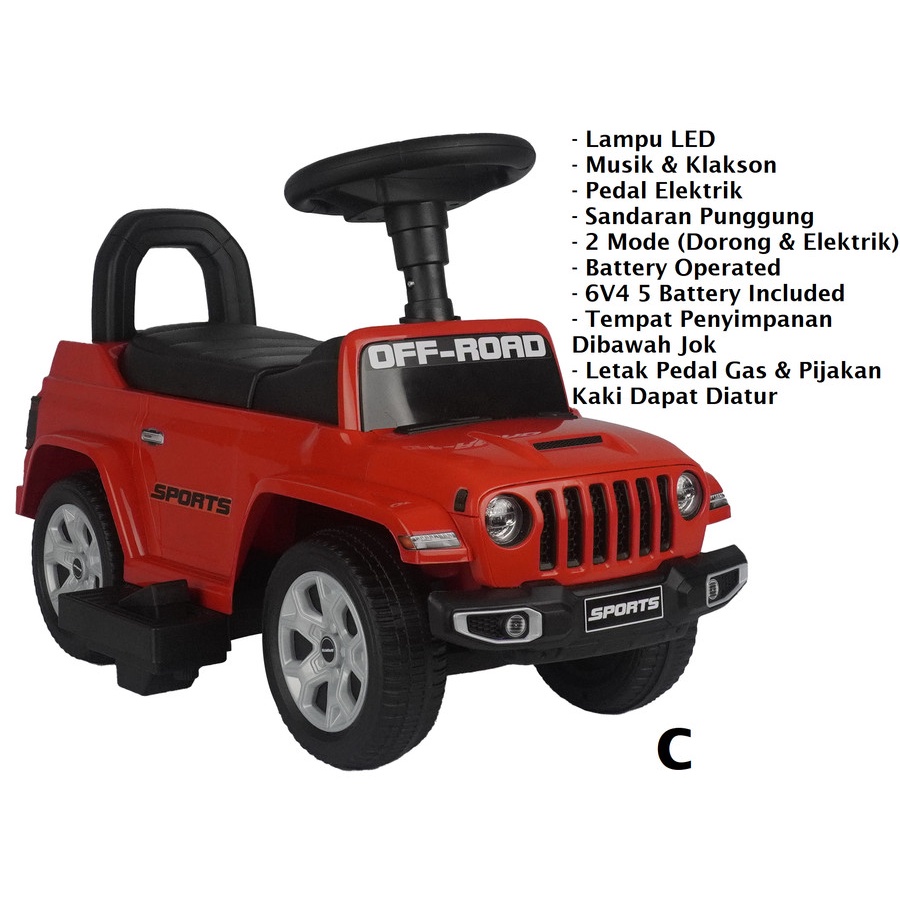 Jual Mainan Mobil Listrik Anak Duduk Balita ToloCar Offroad K601 B C ...