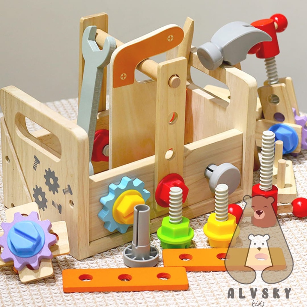 Jual MAINAN EDUKASI PERKAKAS TUKANG KAYU ANAK / WOODEN TOOL BOX ...