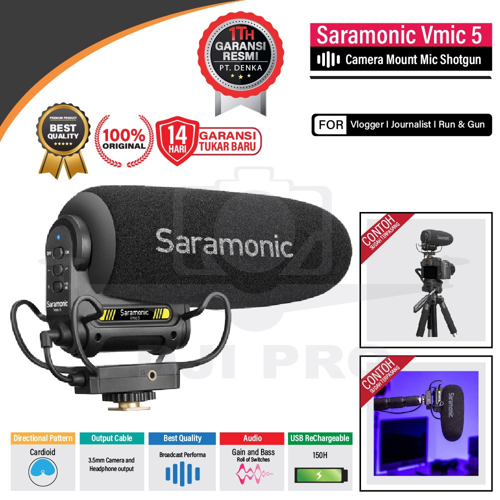 Jual Saramonic Vmic5 Camera-Mount Mic Shotgun Microphone Original ...