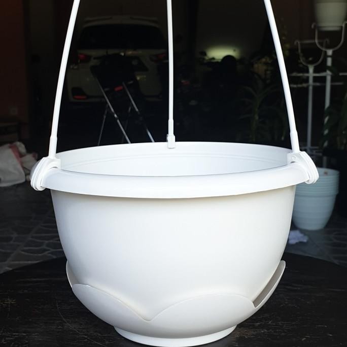 Jual Pot Gantung Sa Putih Pot Bunga Gantung Diameter 21Cm Ada Tutup ...