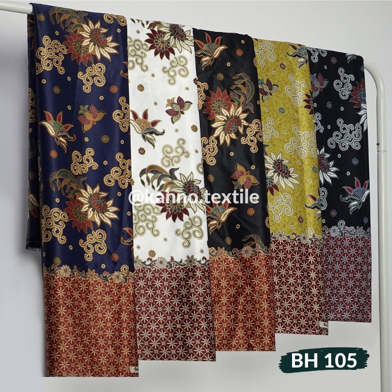 Jual KAIN BATIK HALUS SEMI SUTRA BH105 MOTIF BUNGA WARNA NAVY/PUTIH ...