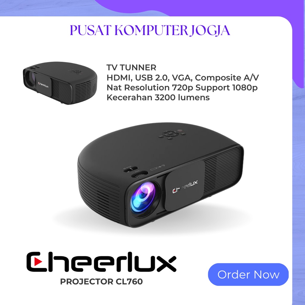 Jual Cherlux CL760 Projector 3.200 Ansi lumens BUILT TV TUNER | Shopee ...