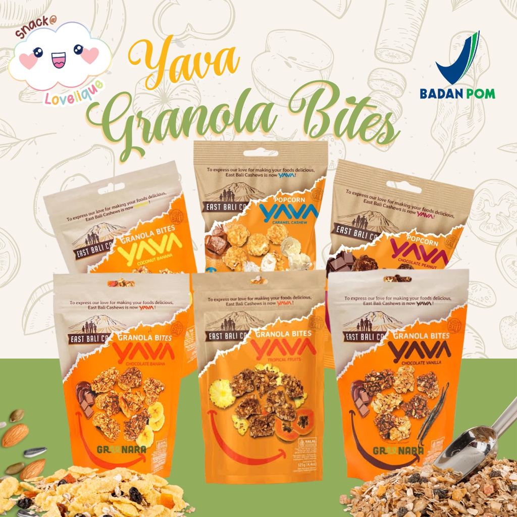 Jual Yava Granola Bites - East Bali Cashew - Yava Popcorn - All Variant ...