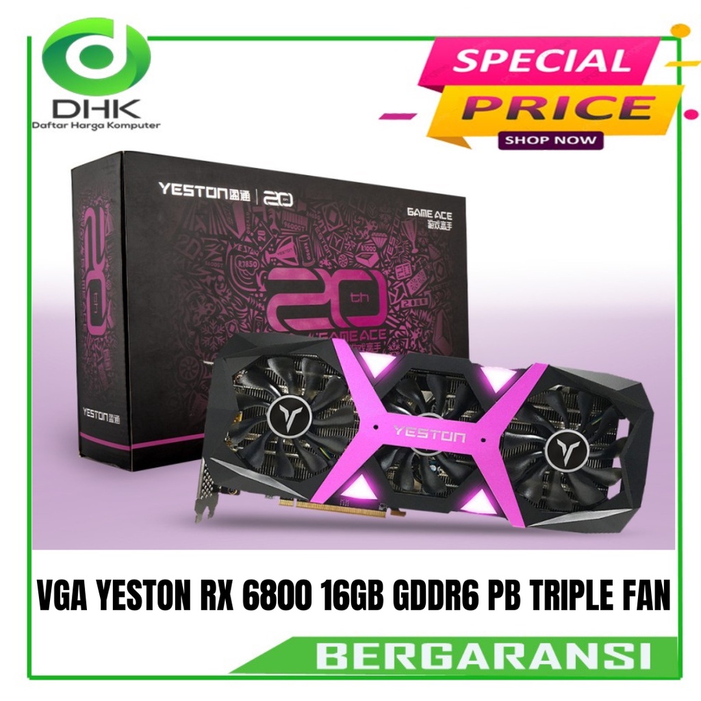 Jual VGA YESTON RX 6800 16GB GDDR6 PB TRIPLE FAN | Shopee Indonesia