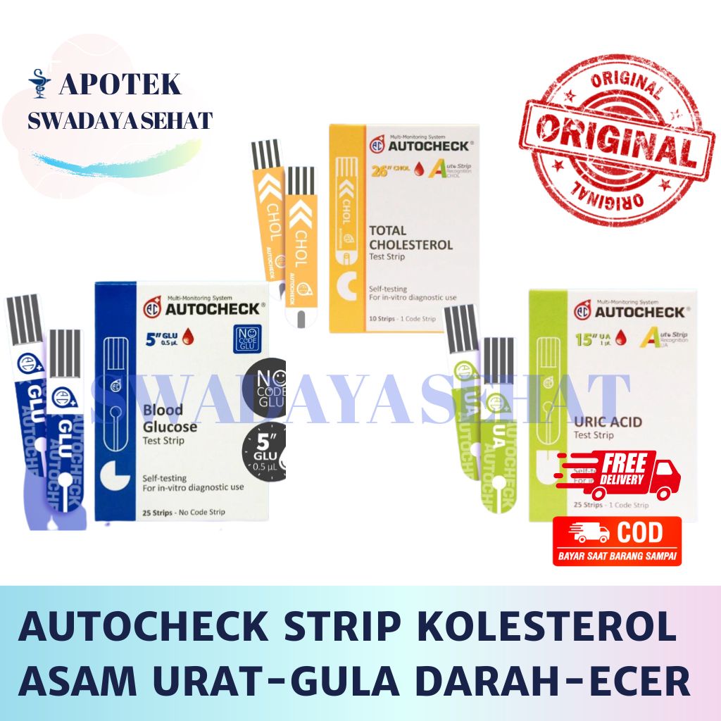 Jual AUTOCHECK STRIP Kolesterol Asam Urat Gula Darah Ecer - Auto Check ...