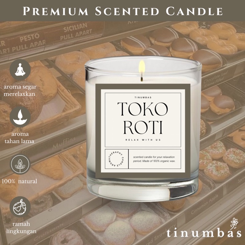 Jual SCANTED CANDLE PREMIUM AROMA TOKO ROTI 100% SOY WAX | Shopee Indonesia