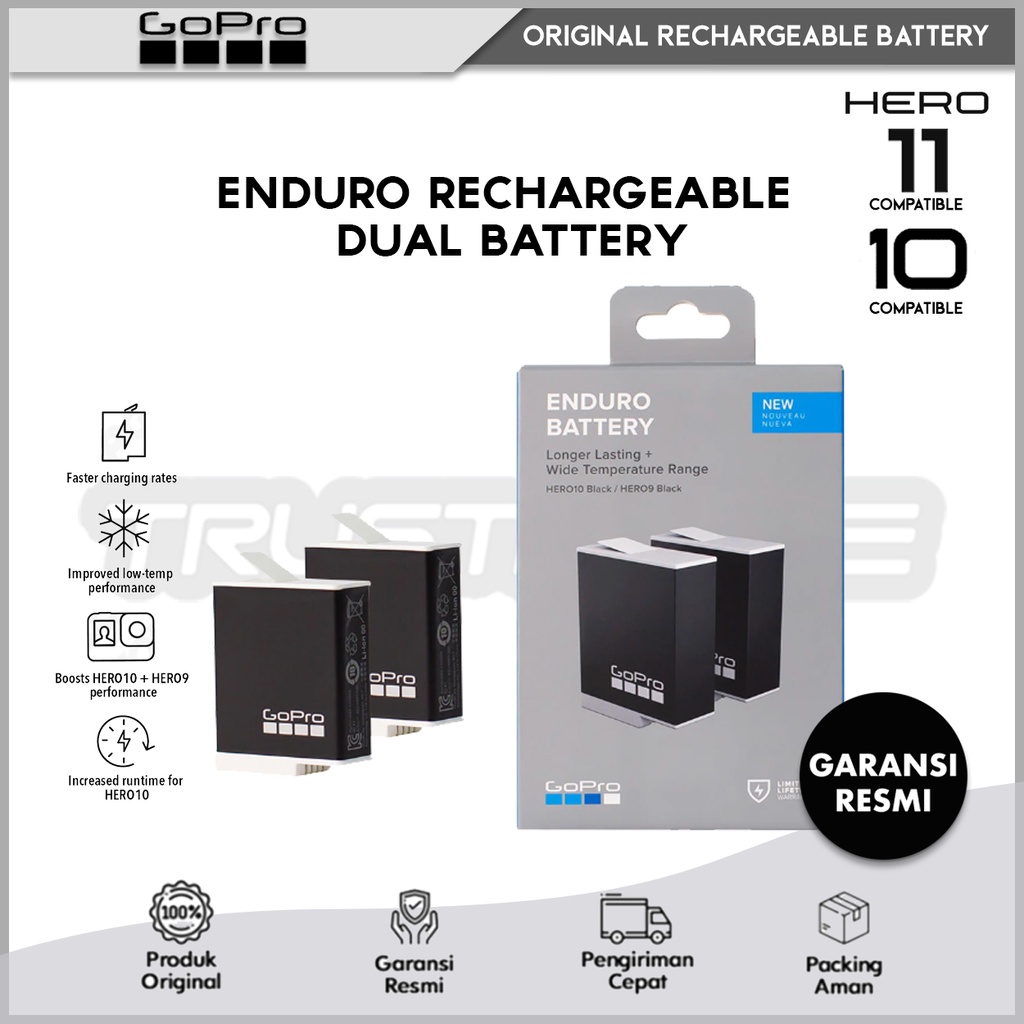 Jual GoPro Enduro Rechargeable Battery GoPro Hero 12 11 Hero 10 Hero 9 ...
