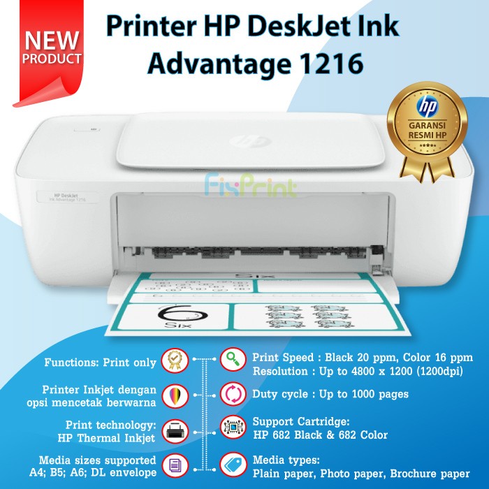 Jual Printer Hp Deskjet Ink Advantage 1216 Cartridge 682 Pengganti Hp ...