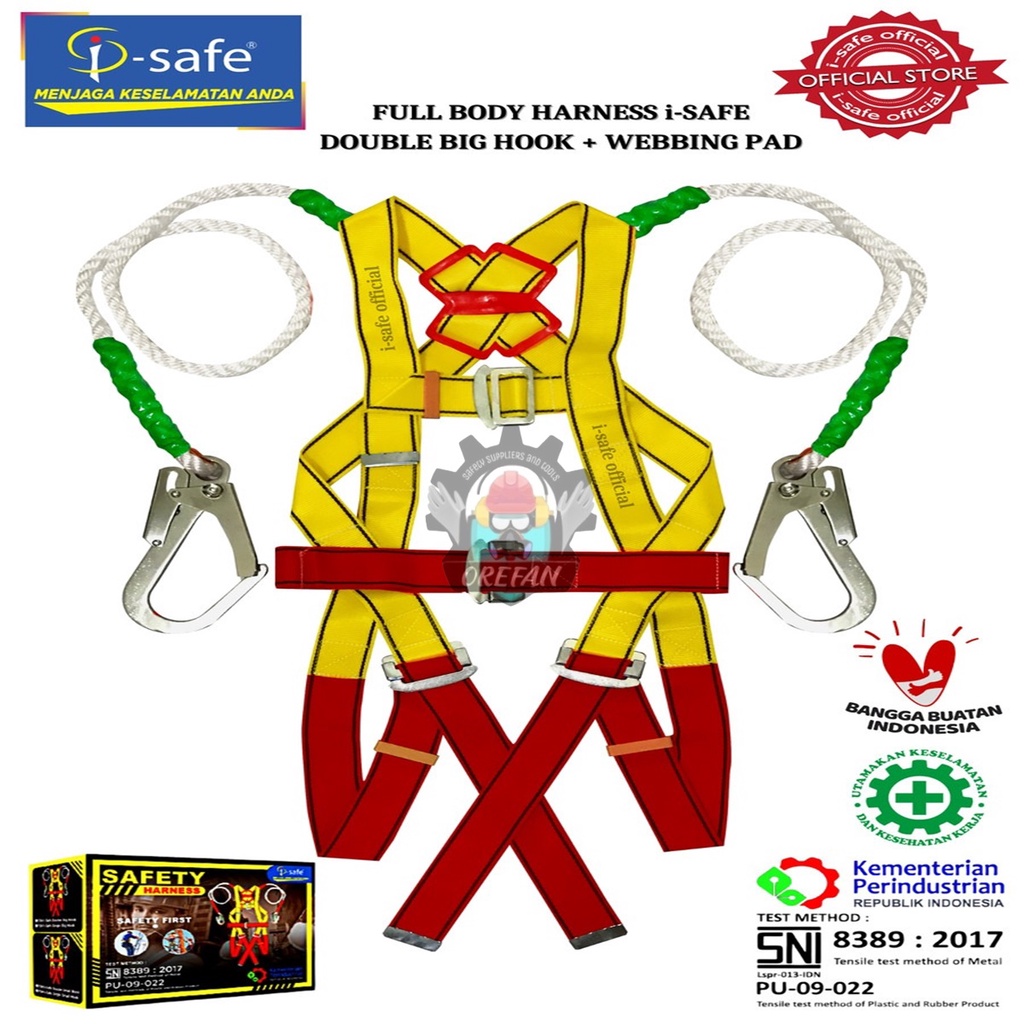 Jual FULL BODY HARNESS / SAFETY HARNESS i-SAFE DOUBLE HOOK BESAR ...