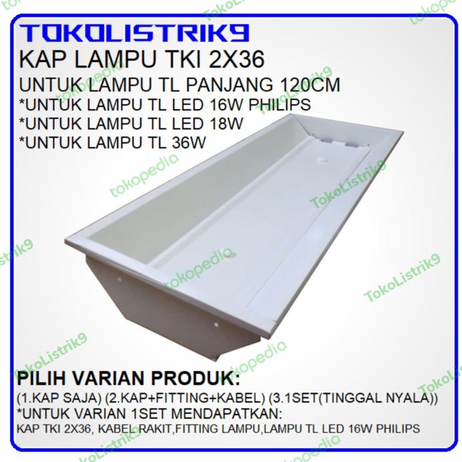 Jual Kap Lampu TKI 2x36 watt / Kap Lampu TL TKI 2x36 | Shopee Indonesia