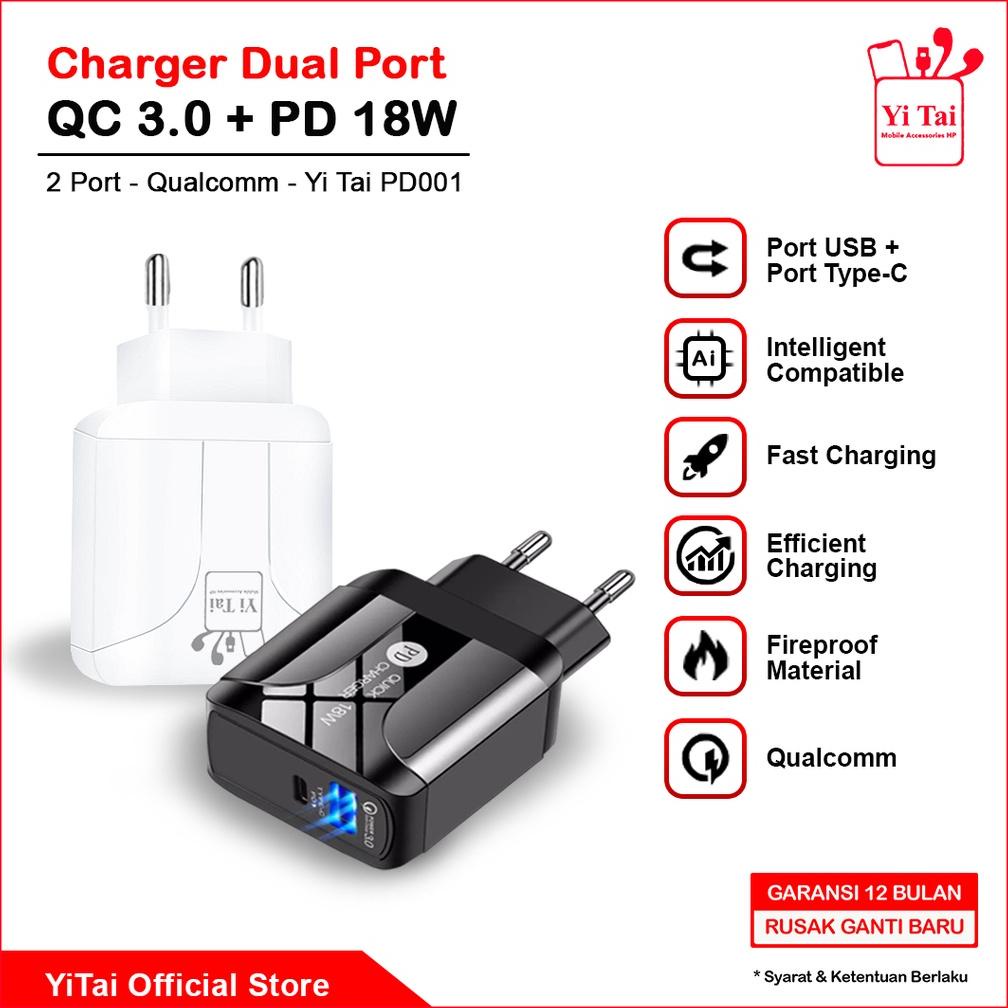 Jual PRODUK- BATOK CHARGER QUICK CHARGER 3.0 + TYPE C PD18W YI TAI ...