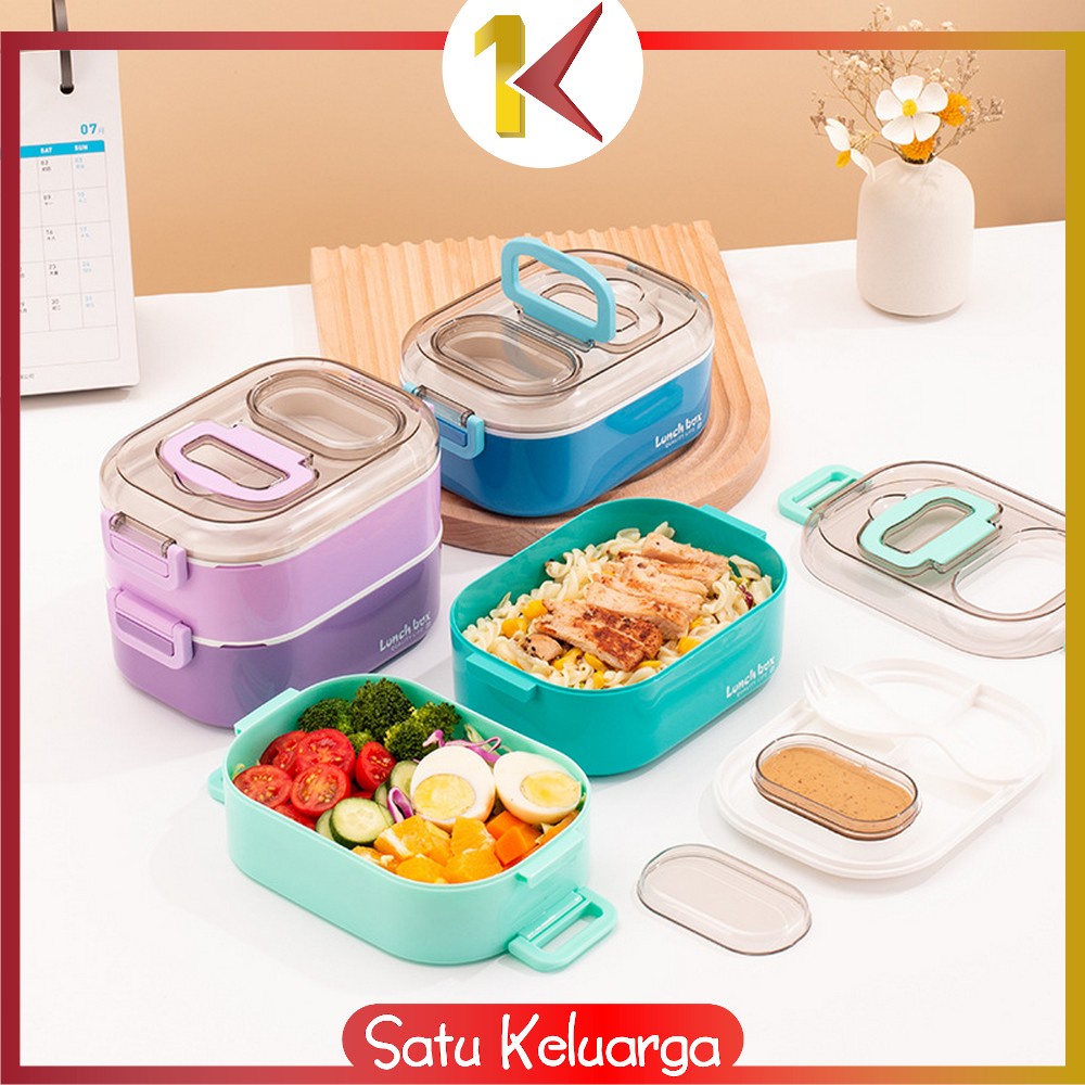 Jual SK-C696 Tempat Makan Set 2 Tingkat Anti Tumpah / Lunch Box Susun ...