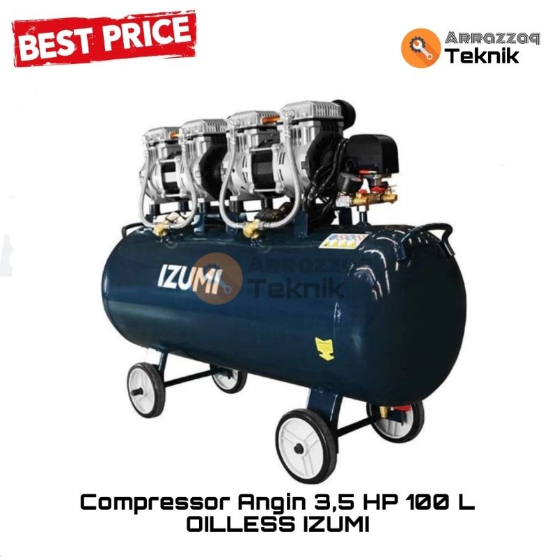 Jual Mesin Compressor Angin 3,5 HP 100 Liter OILLESS IZUMI - Kompresor ...