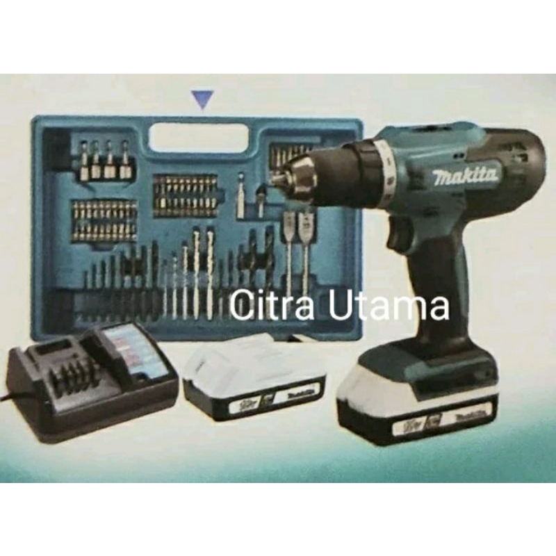 Jual Mesin Bor Baterai 18V 1.5ah 74 pcs mata bor MAKITA HP488D ...