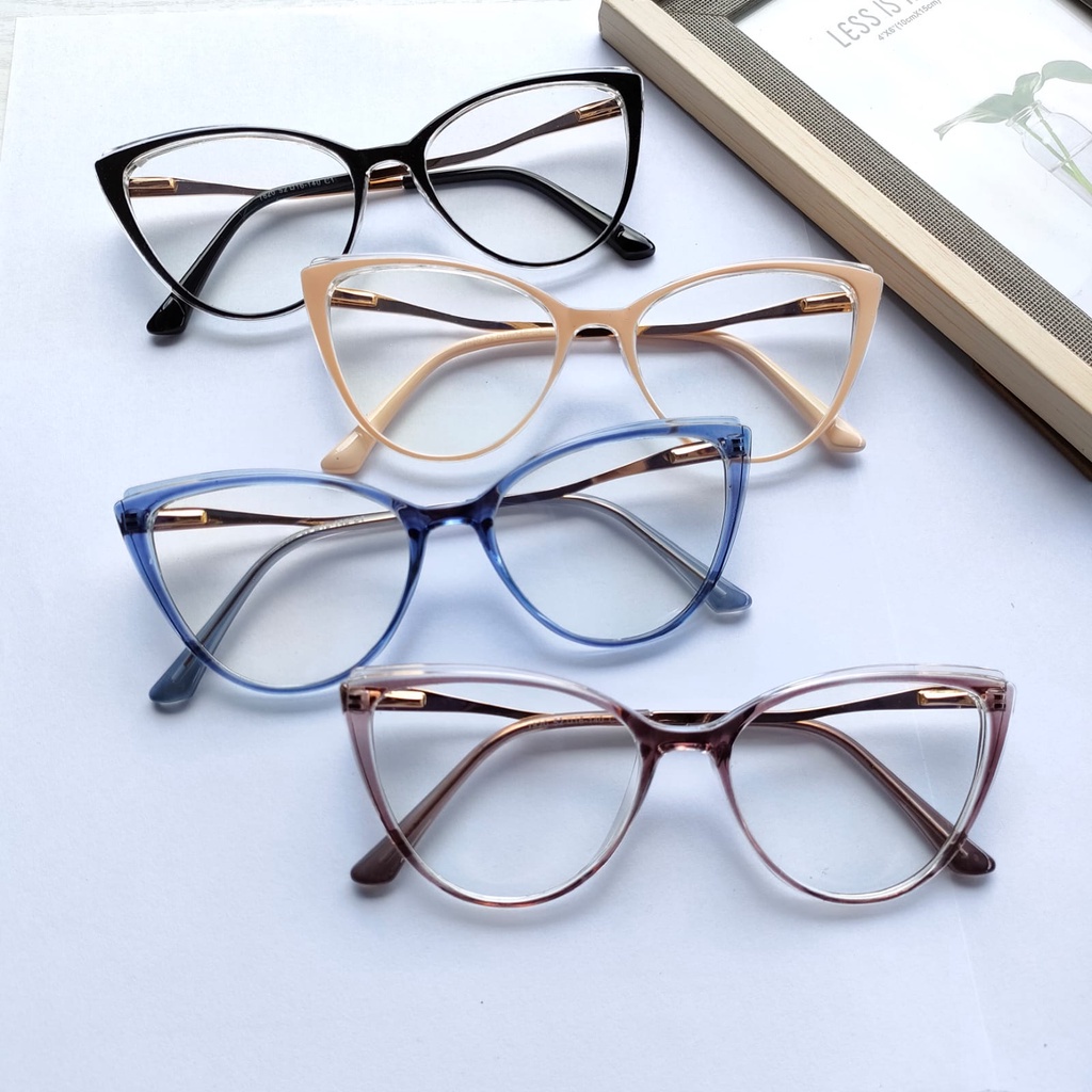 Jual Frame Kacamata Wanita Cat Eye Lensa Photocromic Anti UV dan Anti ...