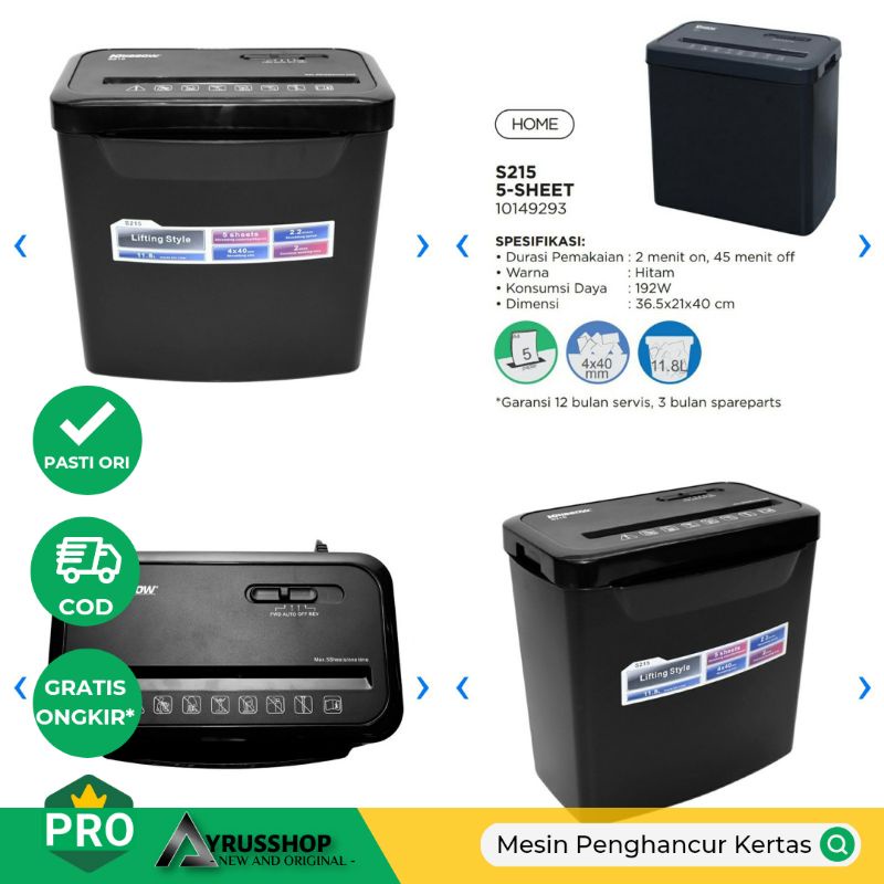 Jual Mesin Penghancur Kertas Paper Shredder Krisbow S215/Pemotong ...