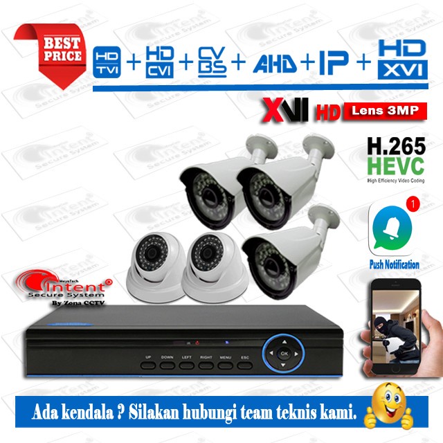 Jual Intent 5 Camera Full-HD XVi 1080P Untuk Rumah Ruko Kantor Gudang ...