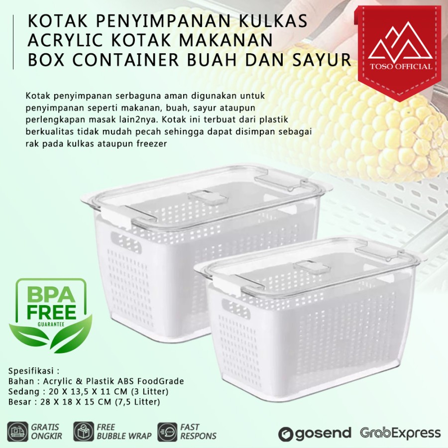 Jual KOTAK PENYIMPANAN KULKAS ACRYLIC BOX MAKANAN BUAH SAYUR FOOD ...