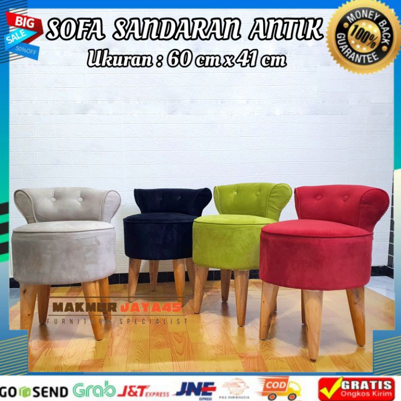 Jual (COD) SOFA STOOL BULAT SANDARAN TINGGI 45 CM BAHAN BULUDRU ...