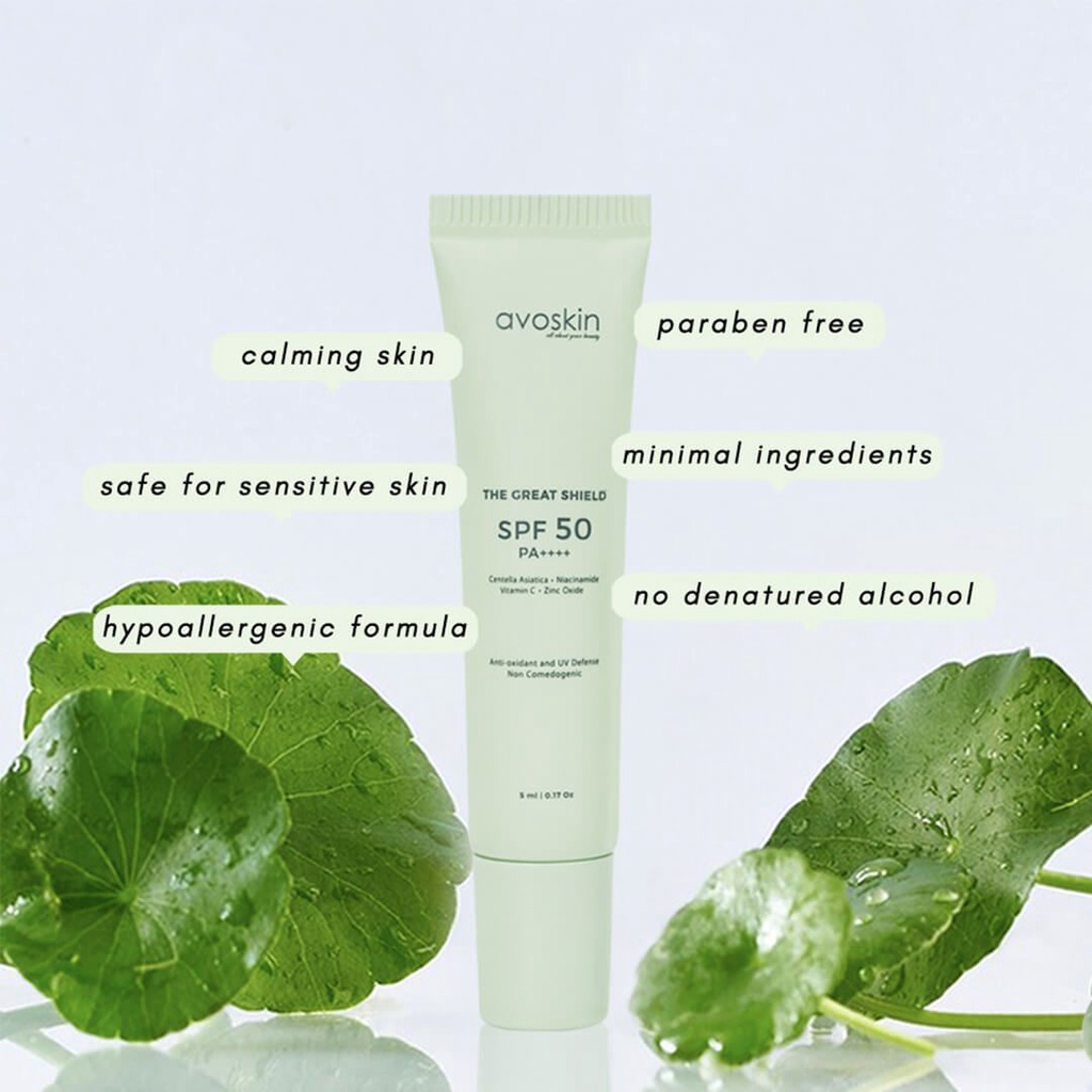 Jual Avoskin The Great Shield Sunscreen SPF 50 & PA++++ | 5 ml | Shopee ...