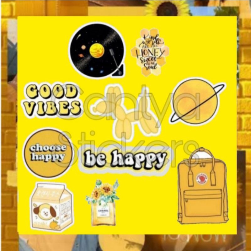 Jual Sticker Aesthetic Yellow // Stiker Kuning Aesthetic // Stiker ...