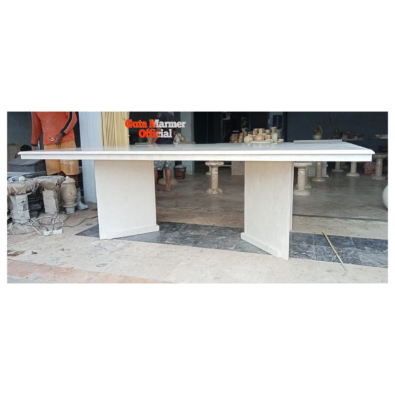 Jual Meja Makan Batu Marmer Putih Kaki V Minimalis Mewah | Shopee Indonesia