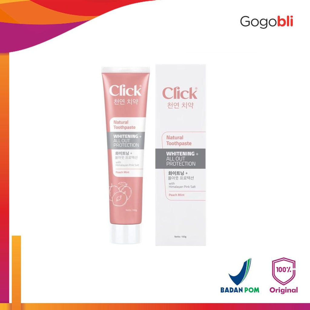 Jual Click Natural Toothpaste Whitening + All Out Protection 100gr ...