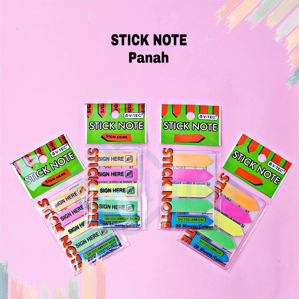 Jual Stick Note Panah 5 warna Sign Here Sticky Note Stick Note Polos ...