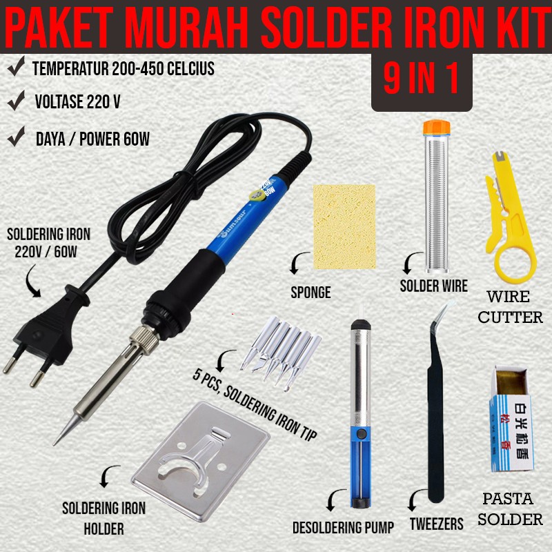 Jual Alat Solder Listrik Set Solder Iron Adjustable Temperatur 60W 220V ...