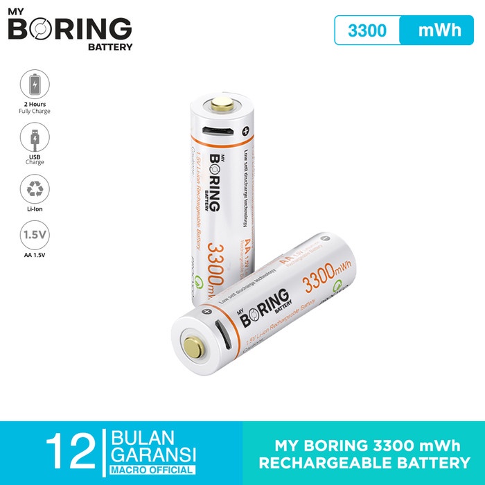 Jual My Boring USB 2 Pcs Rechargeable AA Lithium Battery-Long Life 1200 ...