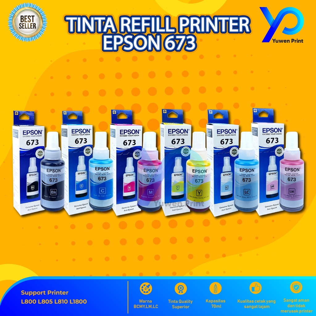 Jual Tinta Epson 673 For Printer L800 L805 L805 L850 L1300 L1800 Model Baru | Shopee Indonesia